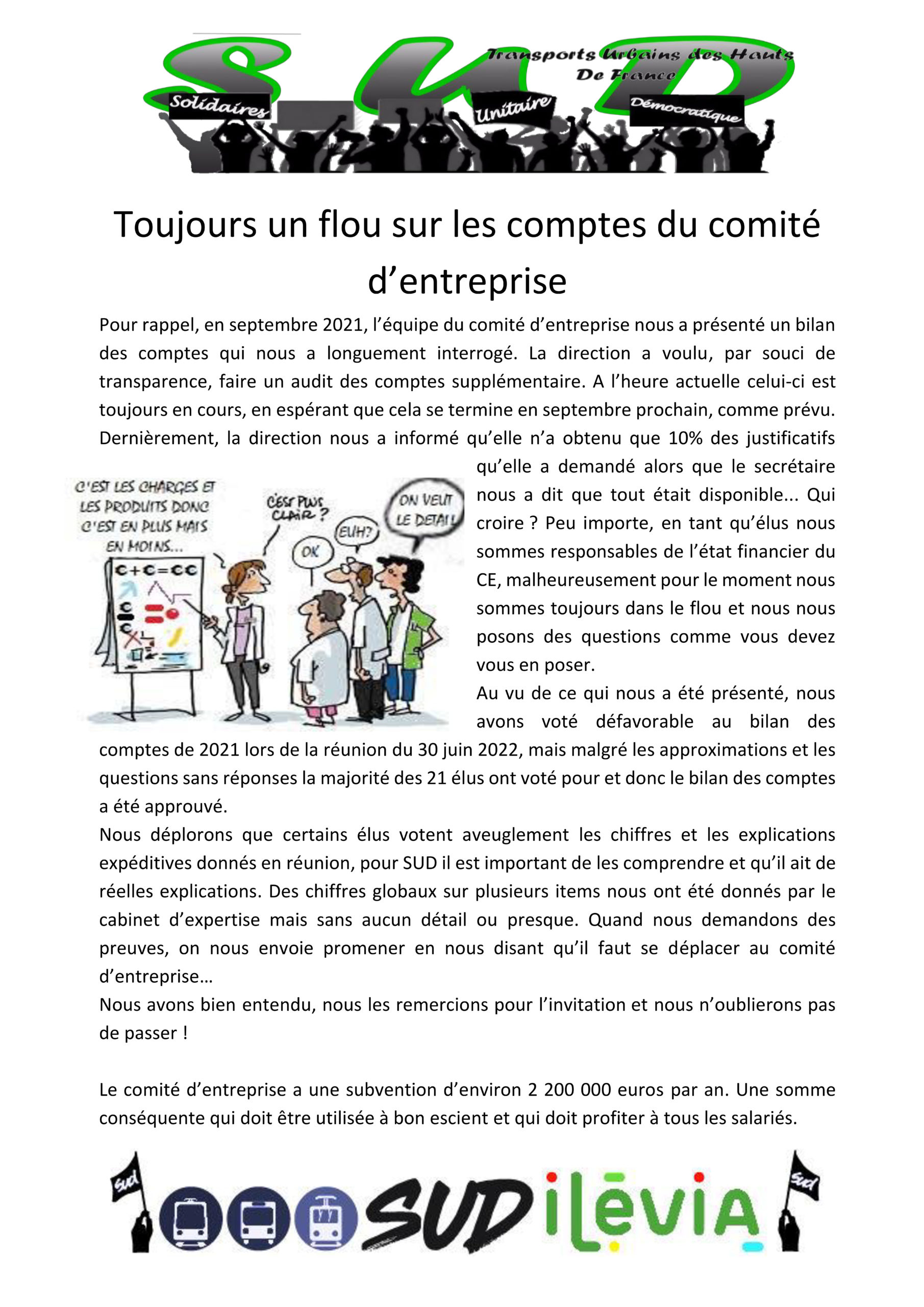 Bilan des Comptes du CSE - Sud Ilévia